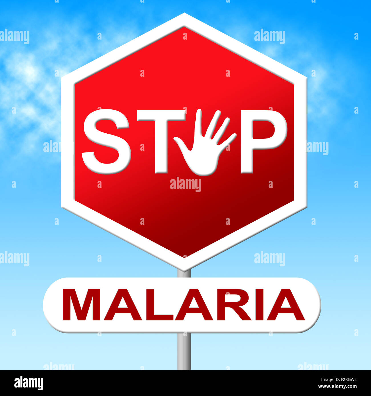 Stop Malaria Showing Warning Sign And Danger Stock Photo - Alamy