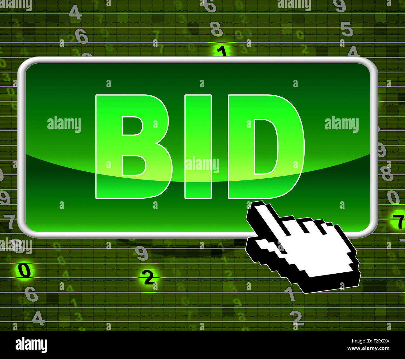 Bid Button Showing World Wide Web And Internet Auction Stock Photo - Alamy