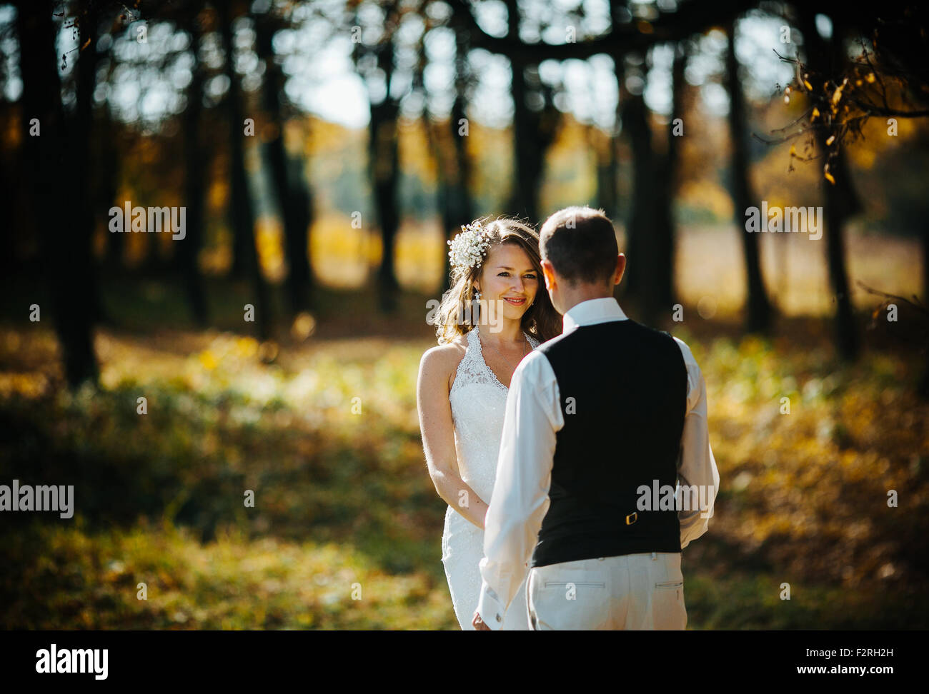 Beautiful bride groom walking back hi-res stock photography and images ...