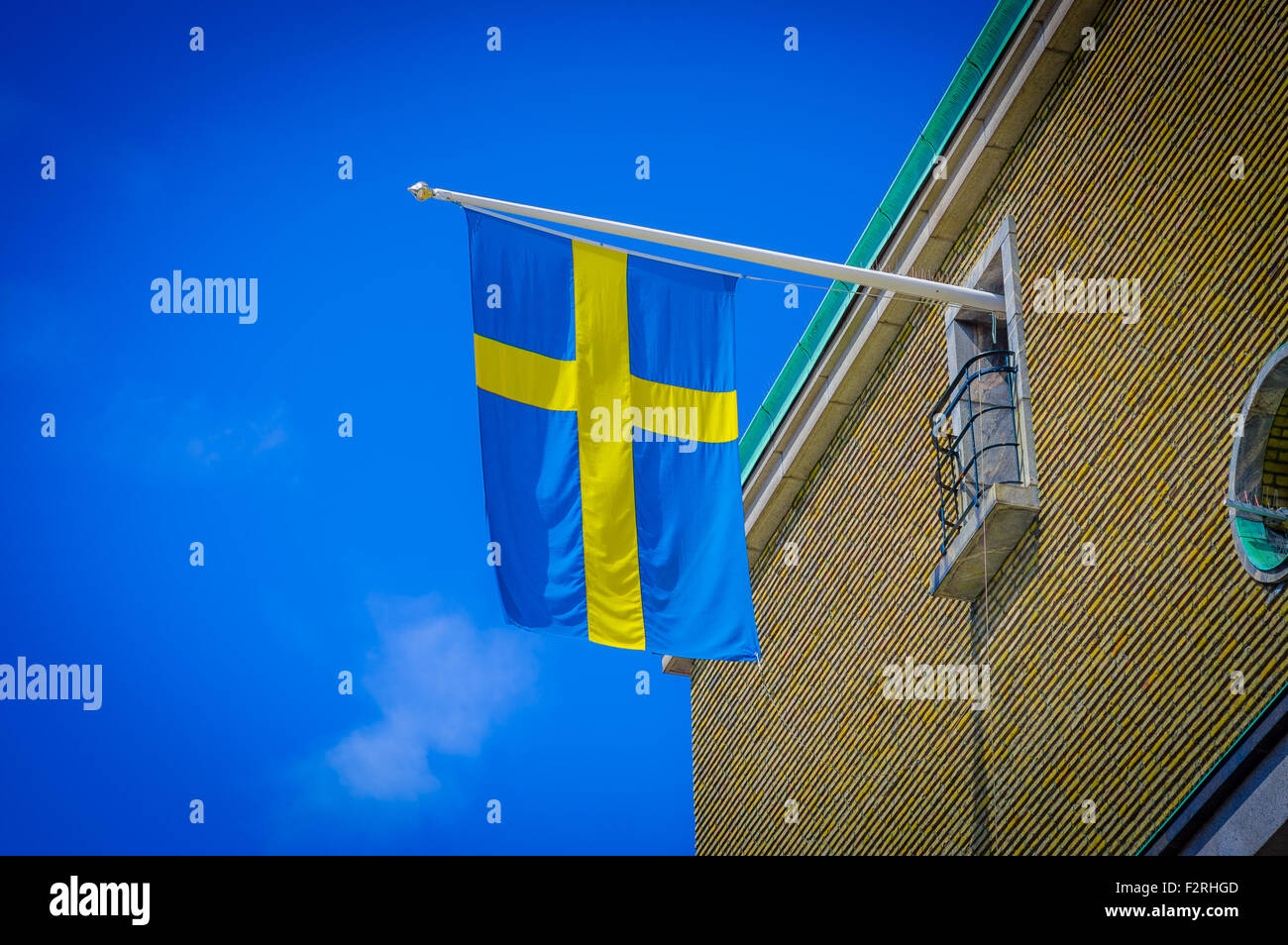 Close up of the Swedish flag in a building Stock Photo - Alamy