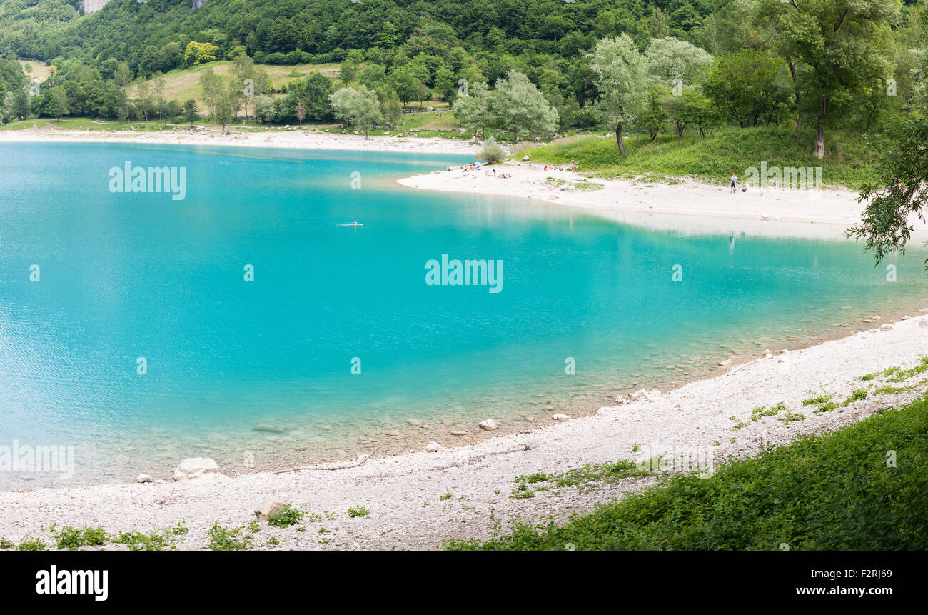 Turquoise waters of Tenno lake, near Riva del Garda, Trentino, Italy ...