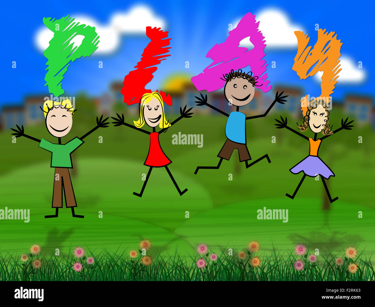 Play Kids Indicating Free Time And Playtime Stock Photo - Alamy