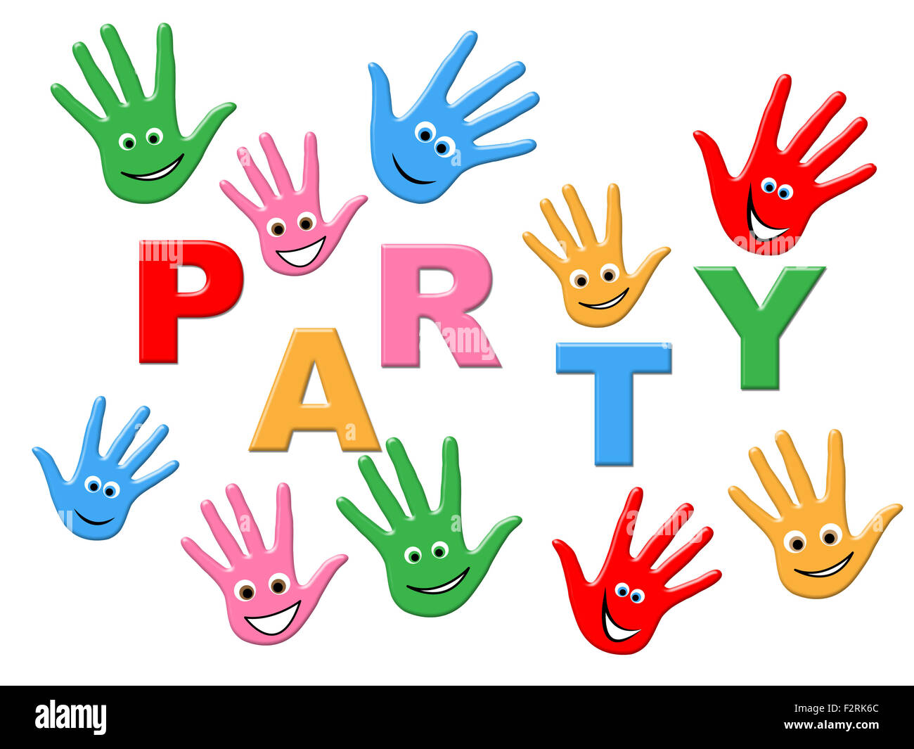 Party Handprints Indicating Celebration Colorful And Watercolor Stock ...