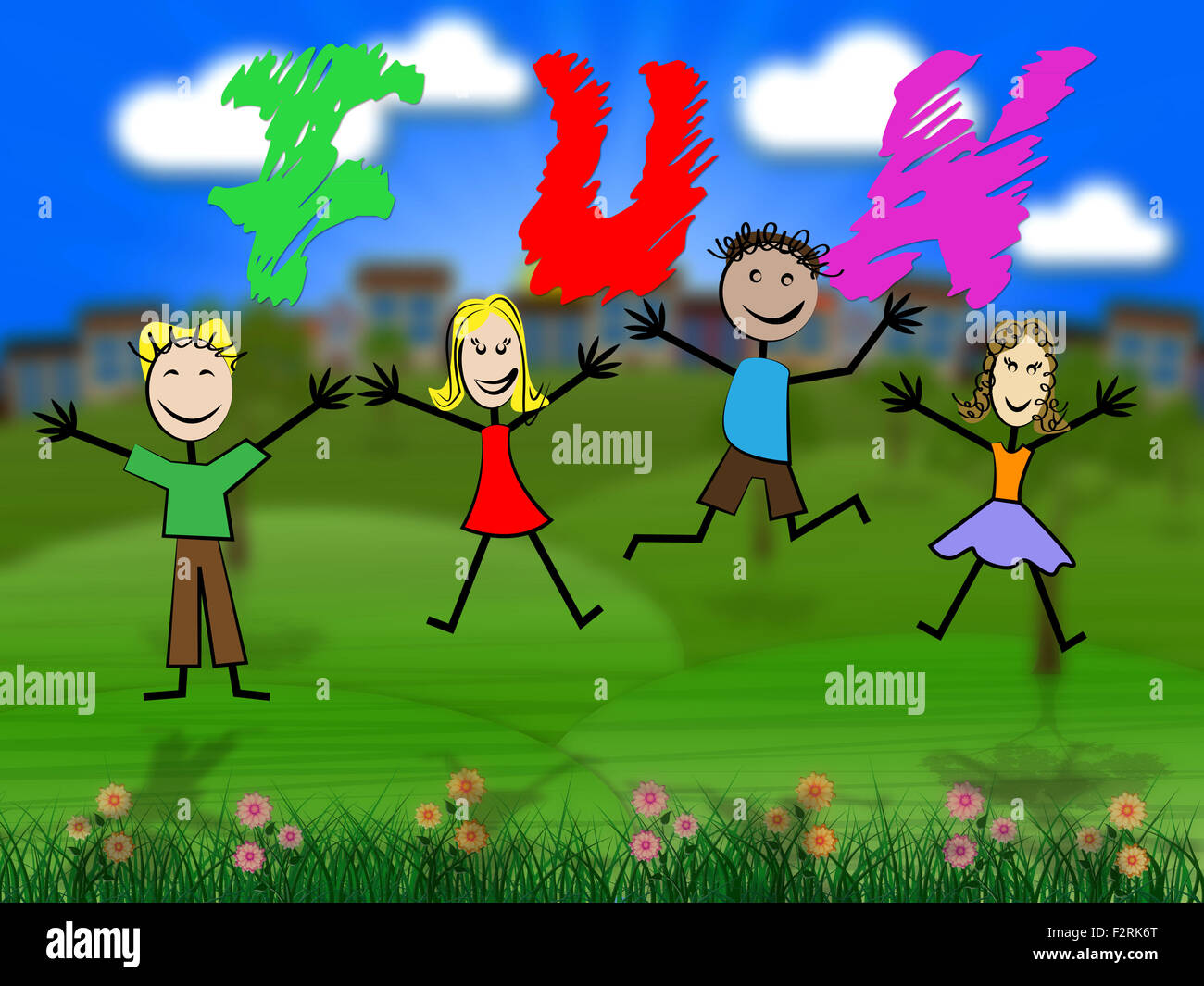 Fun Kids Showing Excite Excited And Youths Stock Photo - Alamy