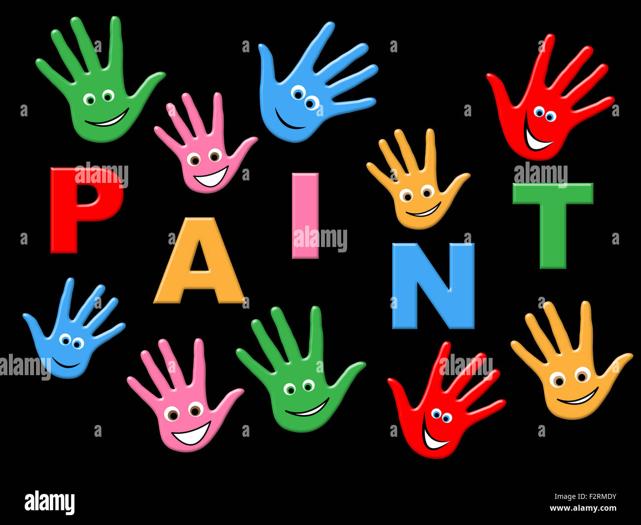 Paint Kids Showing Youth Colorful And Color Stock Photo - Alamy