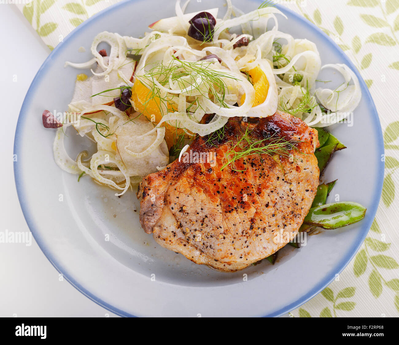 Pork Chops with Fennel Salad,top view Stock Photo - Alamy