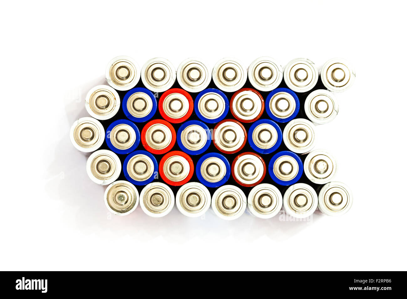 Arrow made of batteries pointing at something Stock Photo - Alamy