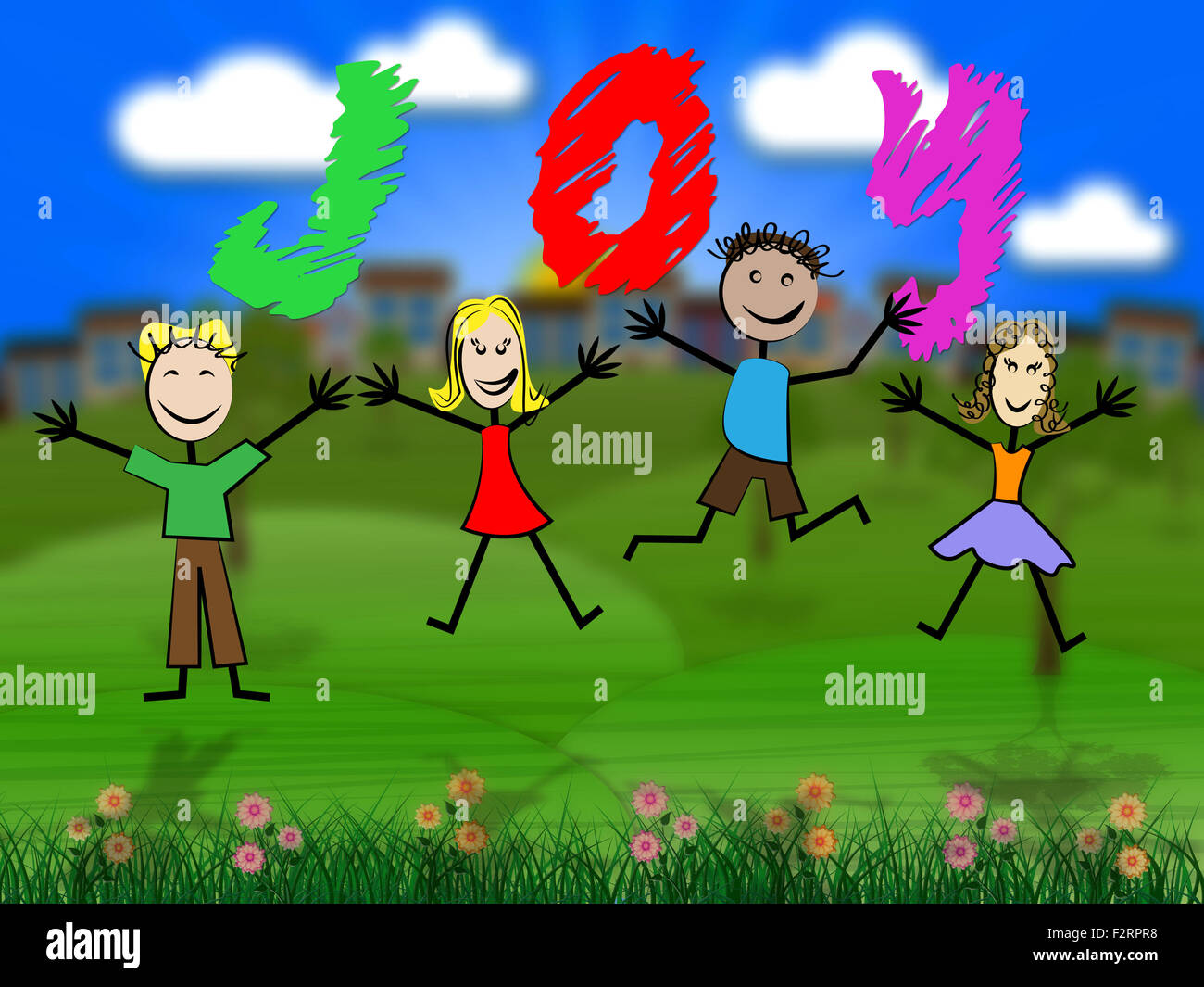 Kids Joy Indicating Joyful Childhood And Youngsters Stock Photo - Alamy