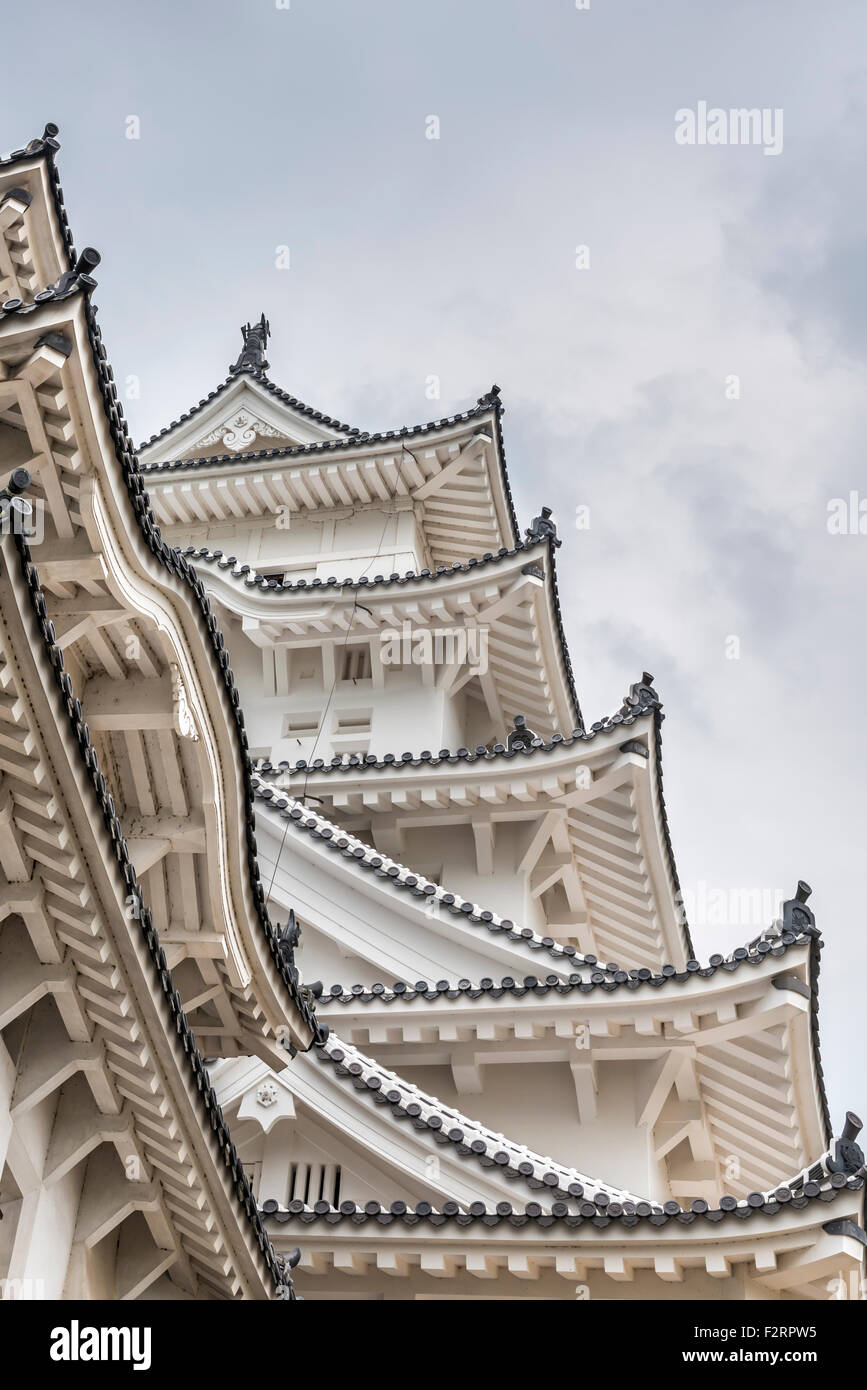 The roof detailing of Himeji Castle, one of Japan's UNESCO world ...