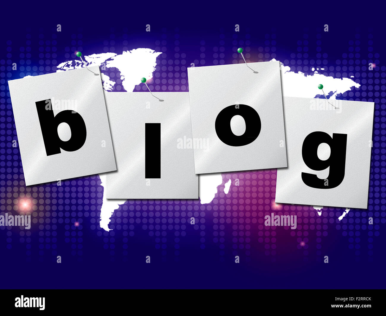 Blog World Meaning Globally Blogging And Online Stock Photo - Alamy