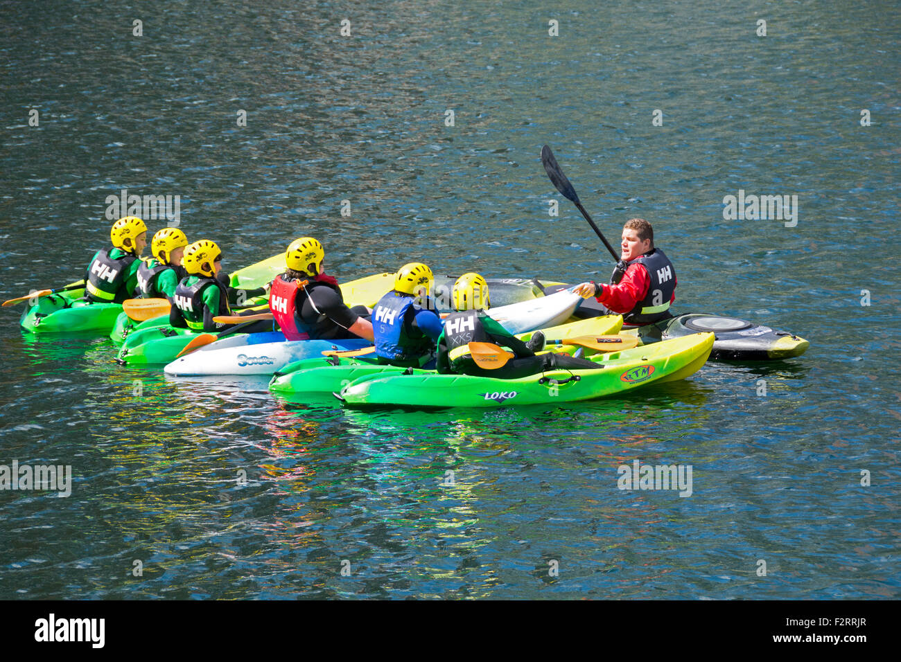 Children undergoing kayaking tuition at Huron Basin, Salford Quays ...