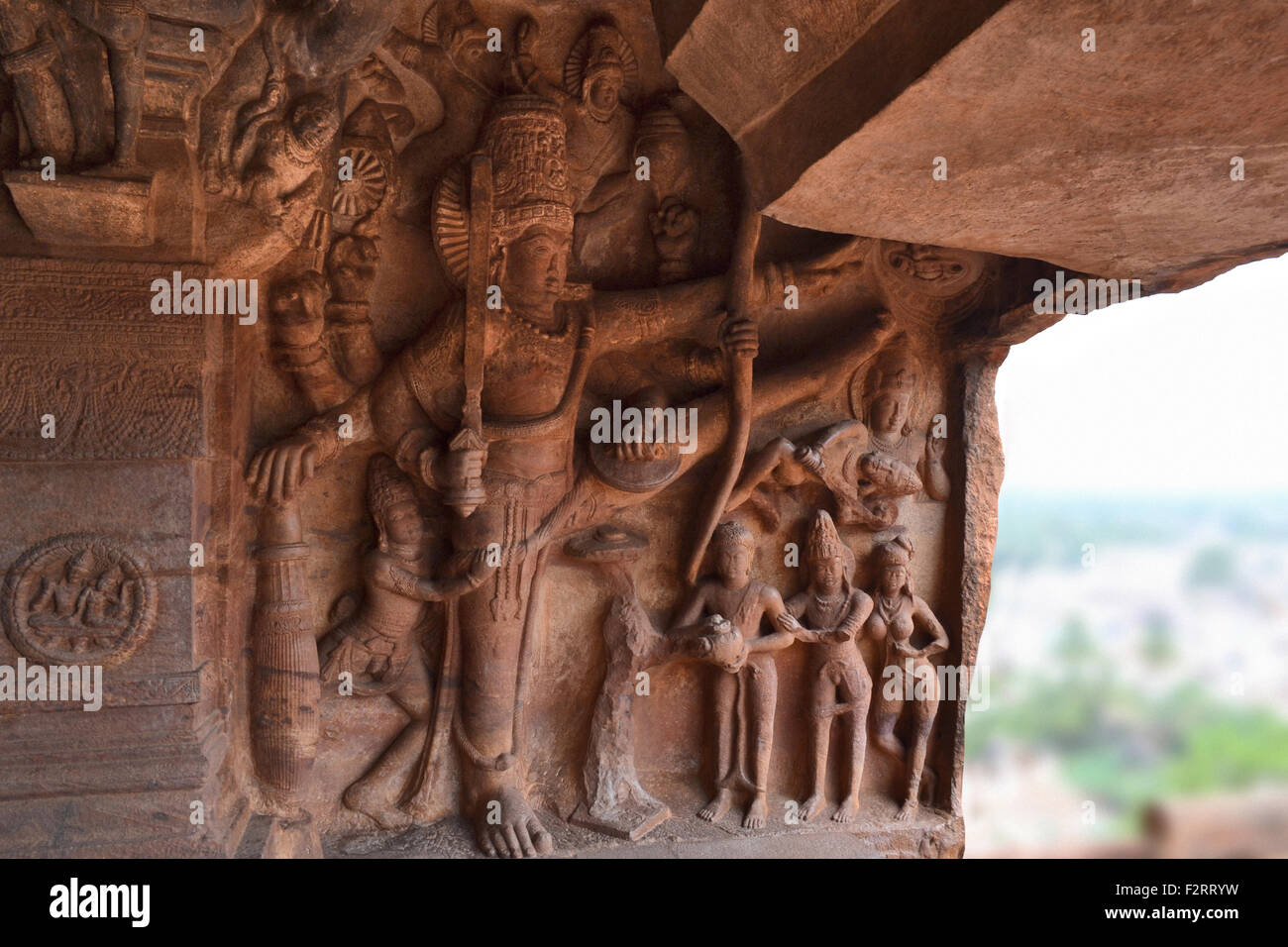 Lord Vishnu in the magnificent Trivikrama form. Cave number 2. Badami ...