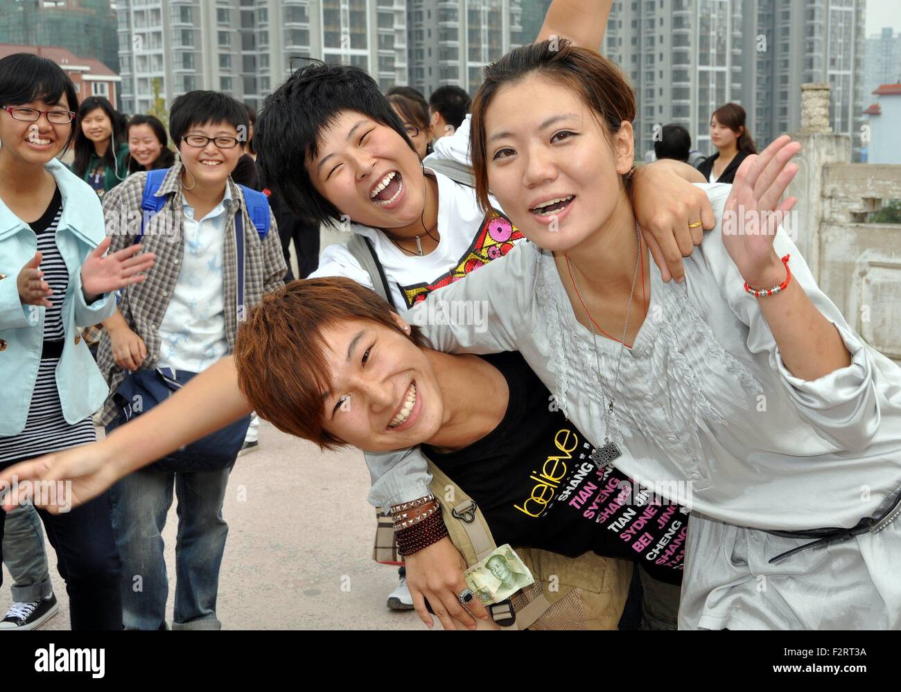 Mianyang, China: A Group of university students ham it up on the ...