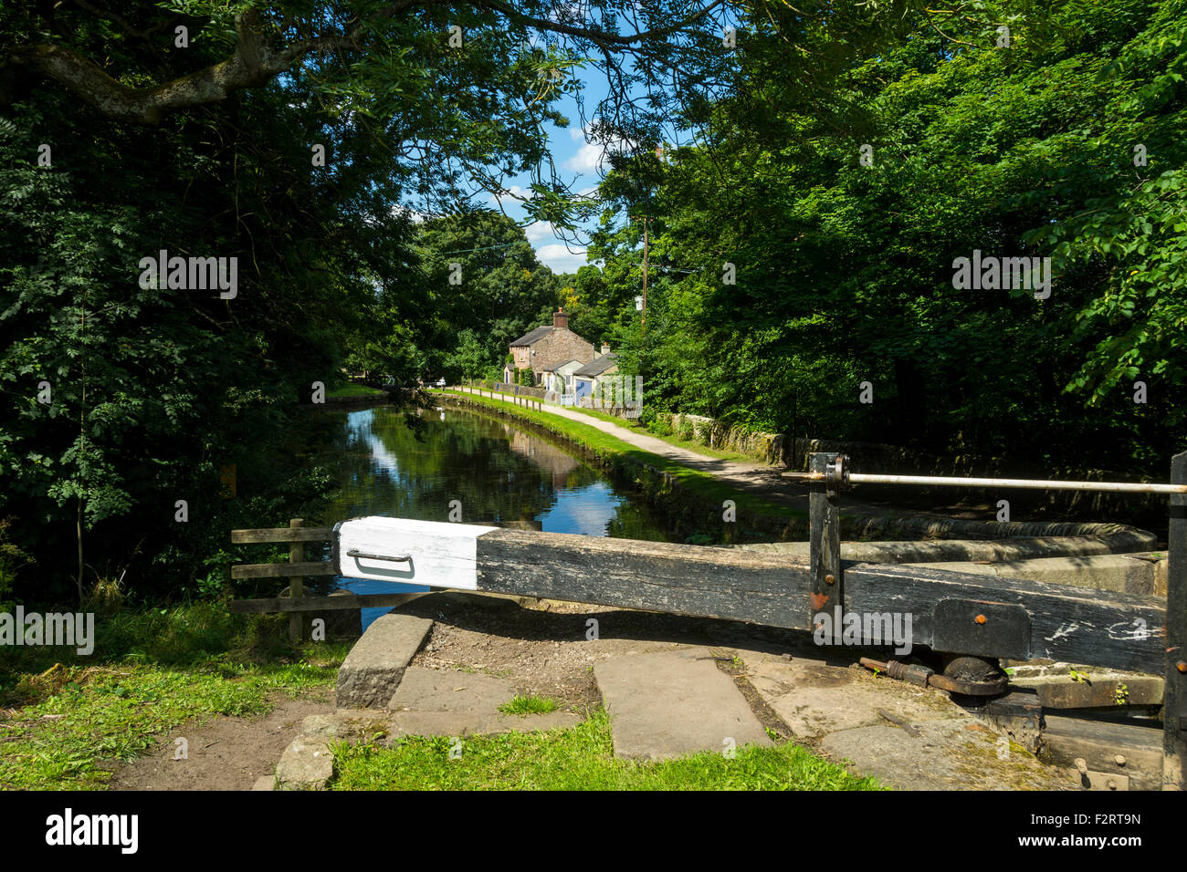 One of the flight of sixteen locks on the Peak Forest Canal at Marple ...