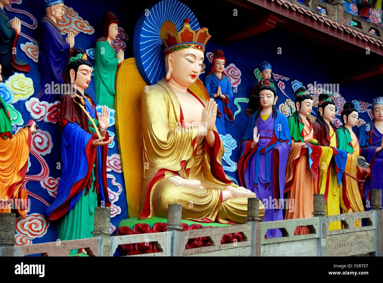 Mianyang, China: Buddha with hands clasped in prayer from the hand ...