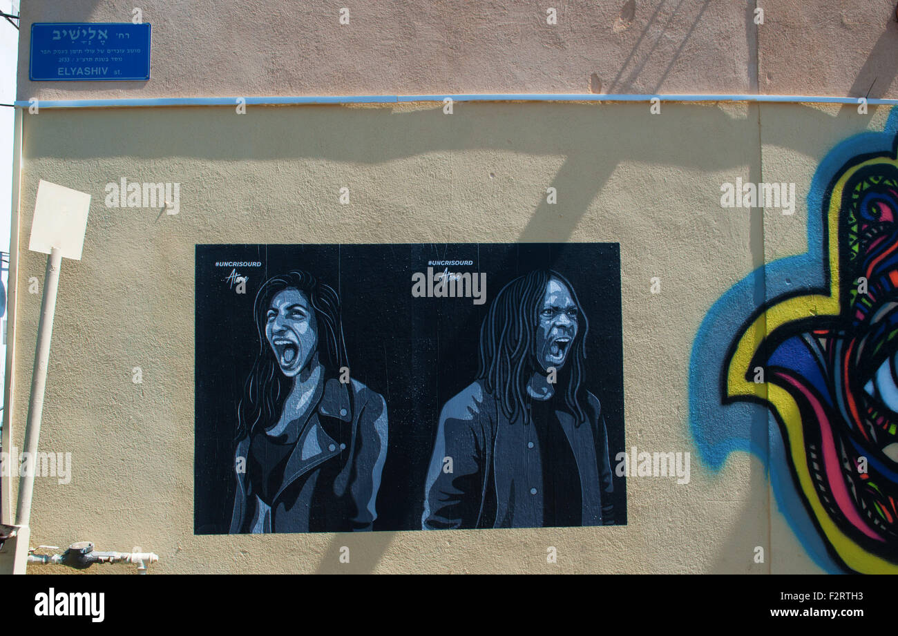 Graffiti, street art in Kerem Hateimanim, Yemenite Quarter, Tel Aviv ...