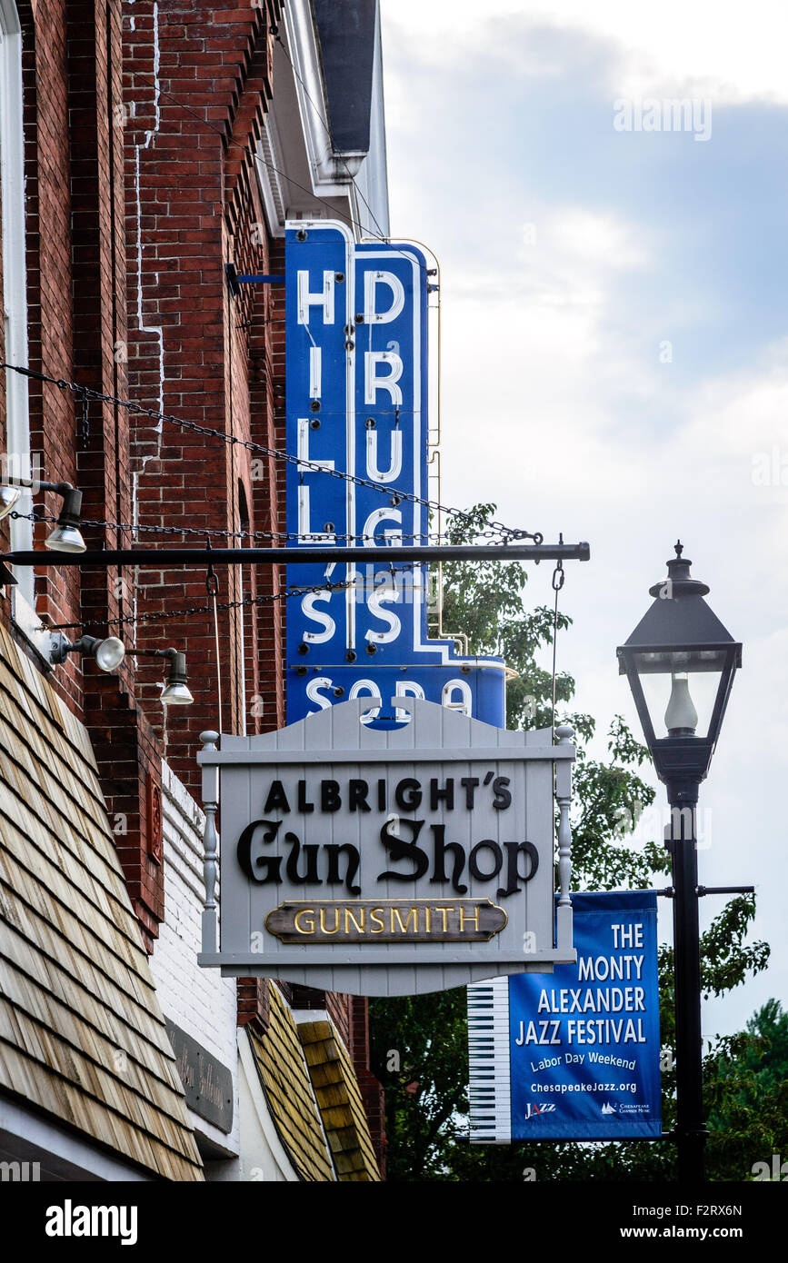 Shop signs, Dover Street, Easton, Maryland Stock Photo - Alamy