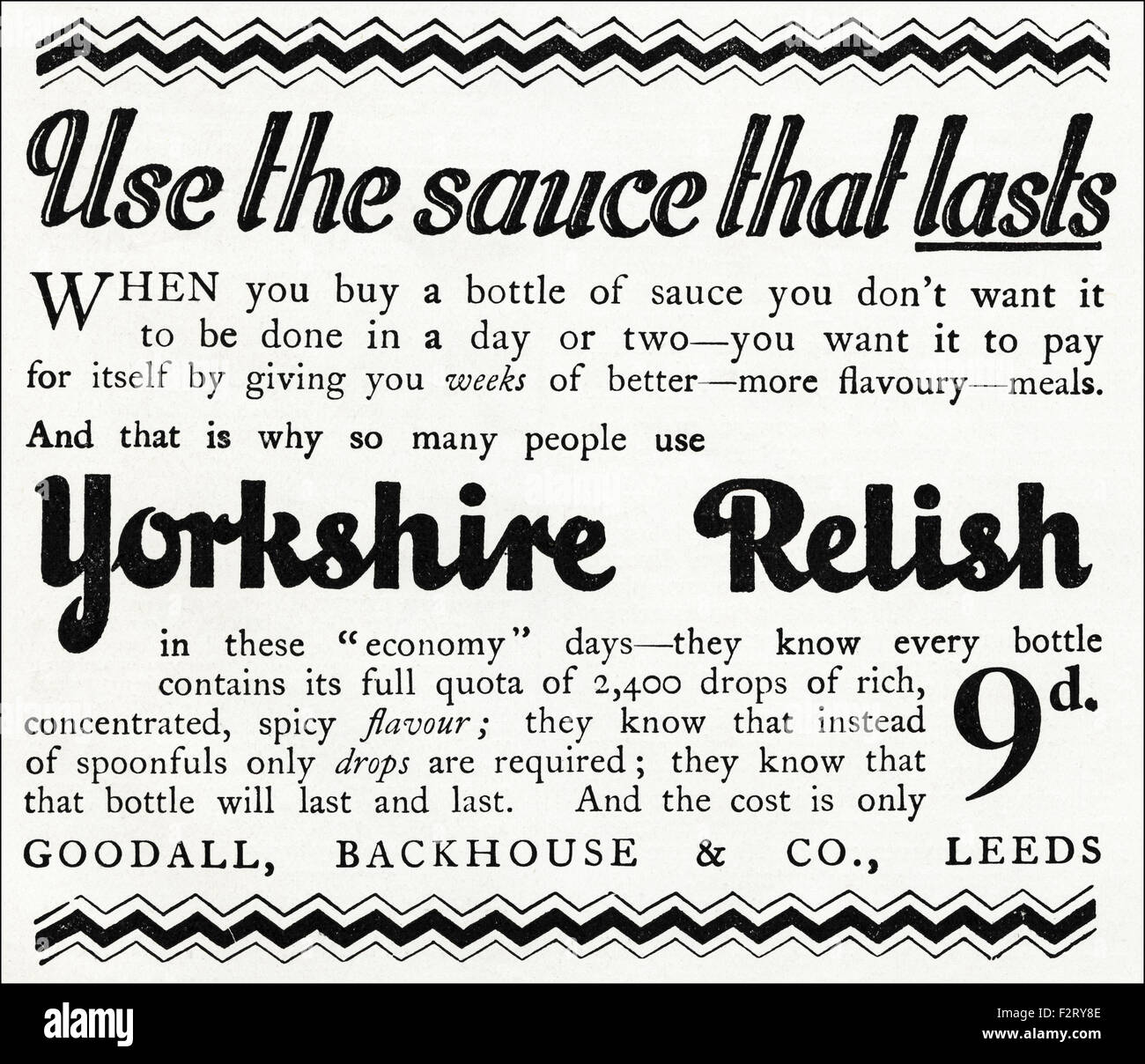 1920s advertisement. Advert dated 1923 advertising Yorkshire Relish ...