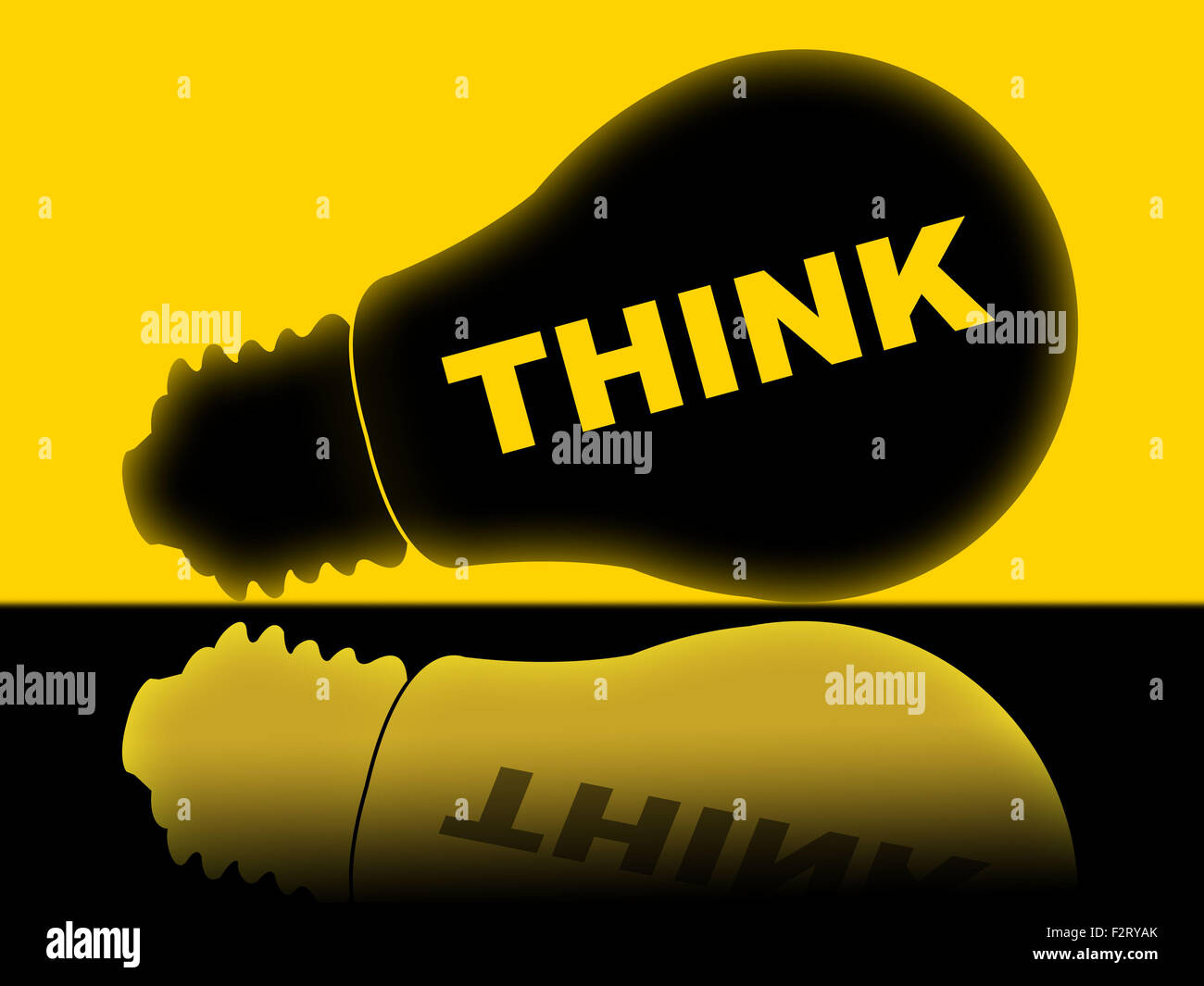 Think Lightbulb Showing Reflection Contemplating And Considering Stock ...