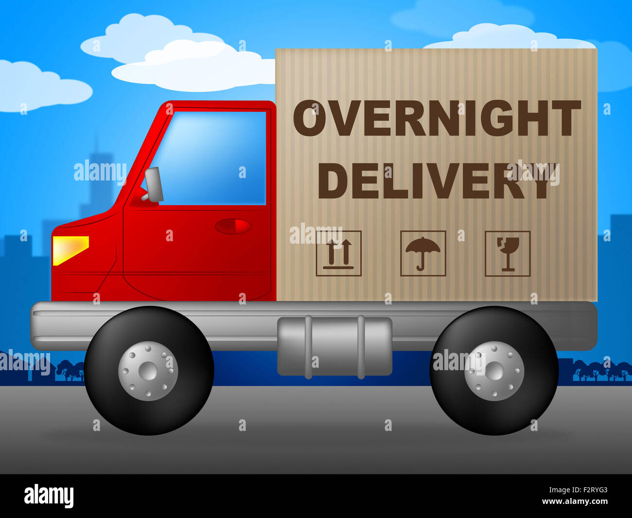 Overnight Delivery Meaning Postage Parcel And Delivering Stock Photo ...