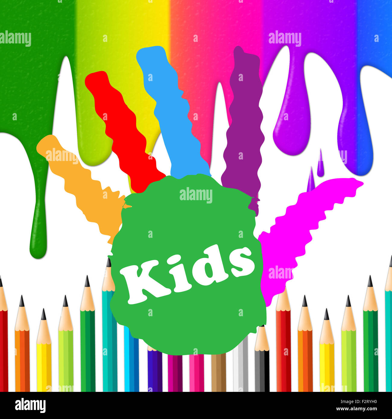 Kids Handprint Meaning Color Handprints And Colour Stock Photo - Alamy