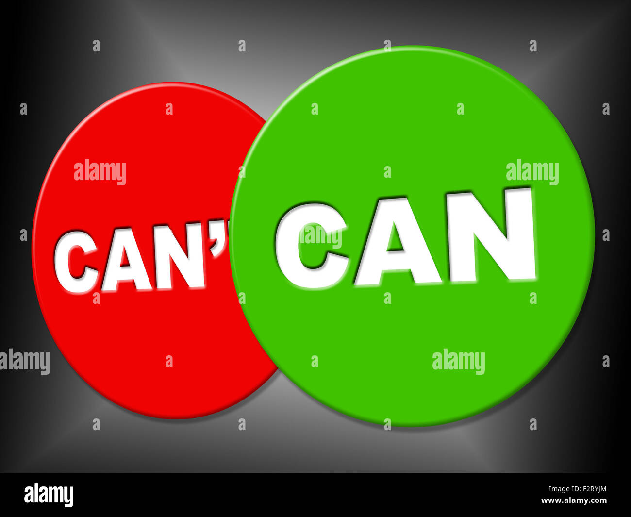 Can Sign Meaning Within Reach And Practicable Stock Photo - Alamy