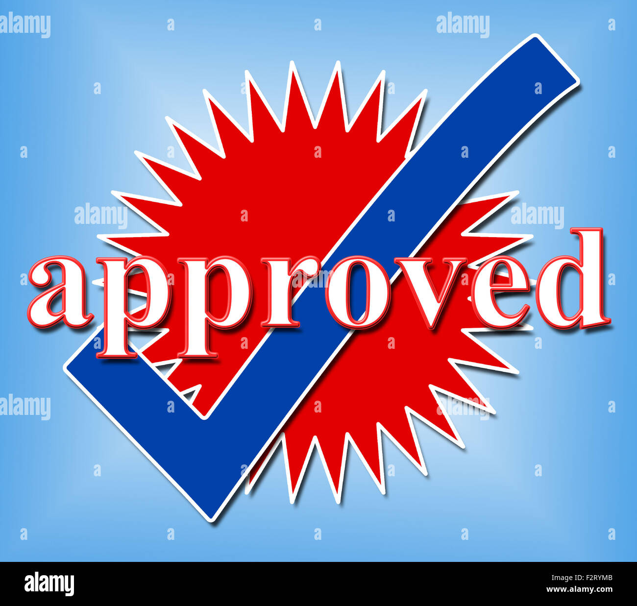 Approved Tick Showing Confirm Passed And Ok Stock Photo - Alamy