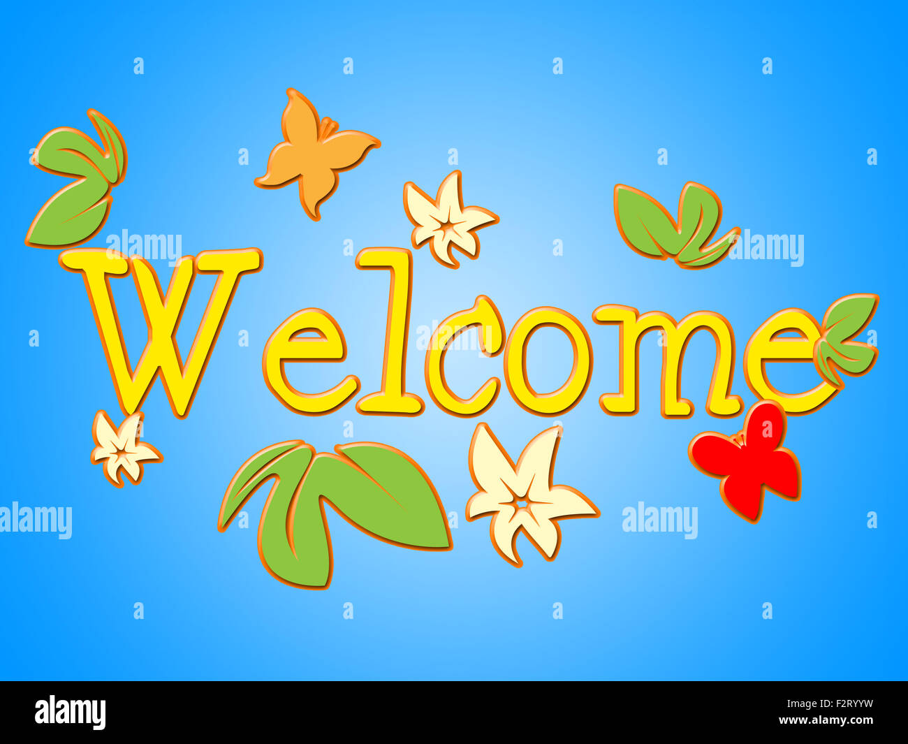 Welcome Message Representing Hello Greetings And Communicate Stock ...