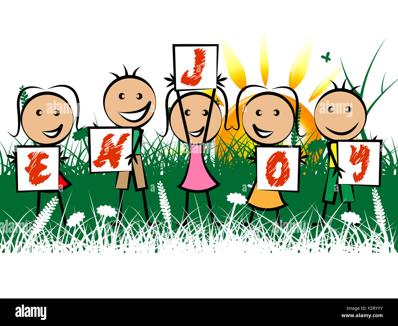 Kids Enjoy Meaning Childhood Cheerful And Happy Stock Photo - Alamy