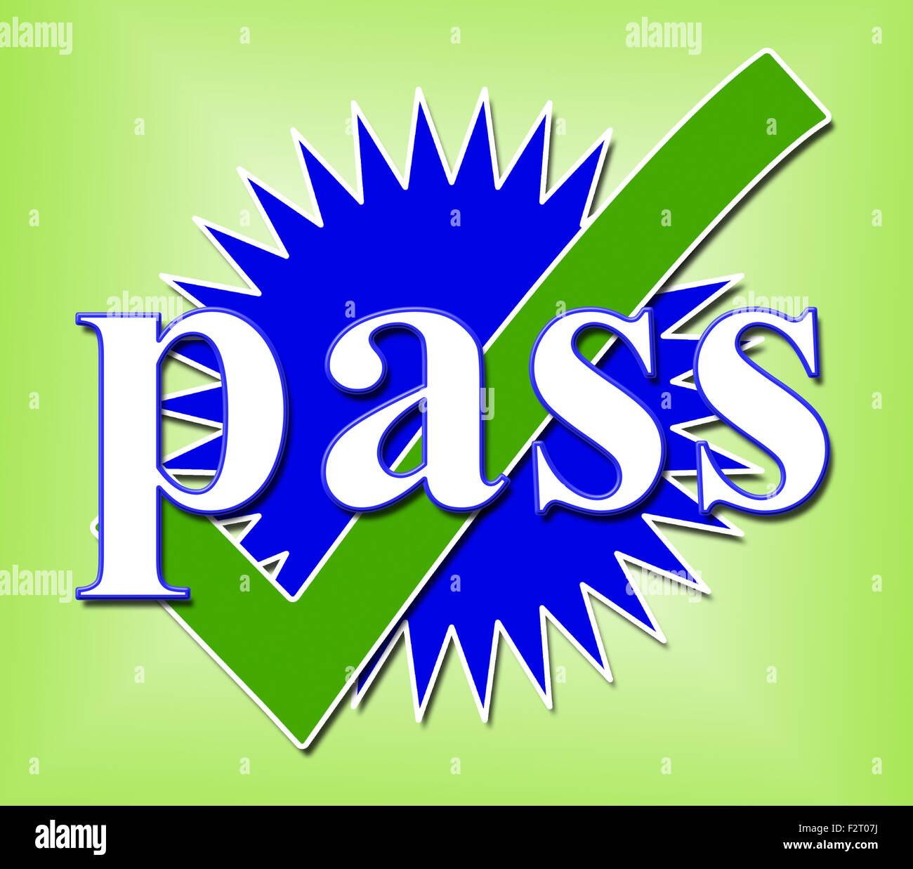 Pass Tick Meaning Endorsed Approve And Checked Stock Photo - Alamy