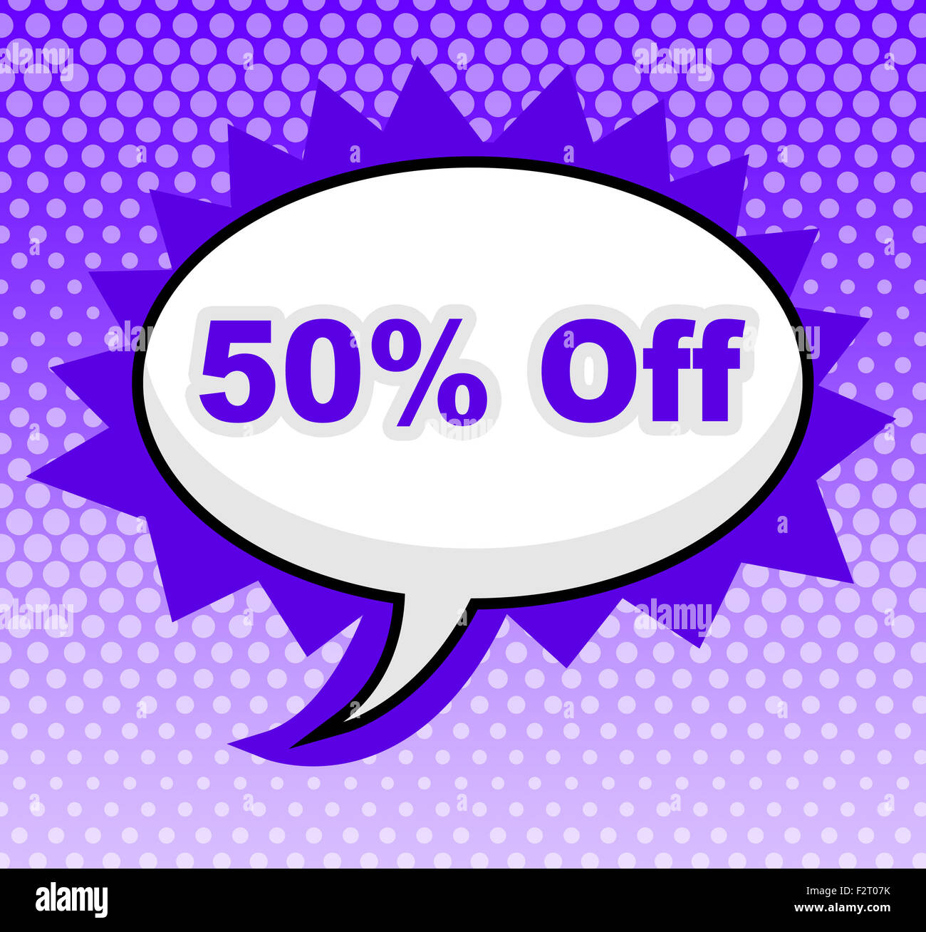 Fifty Percent Off Showing Offer Message And Sign Stock Photo - Alamy
