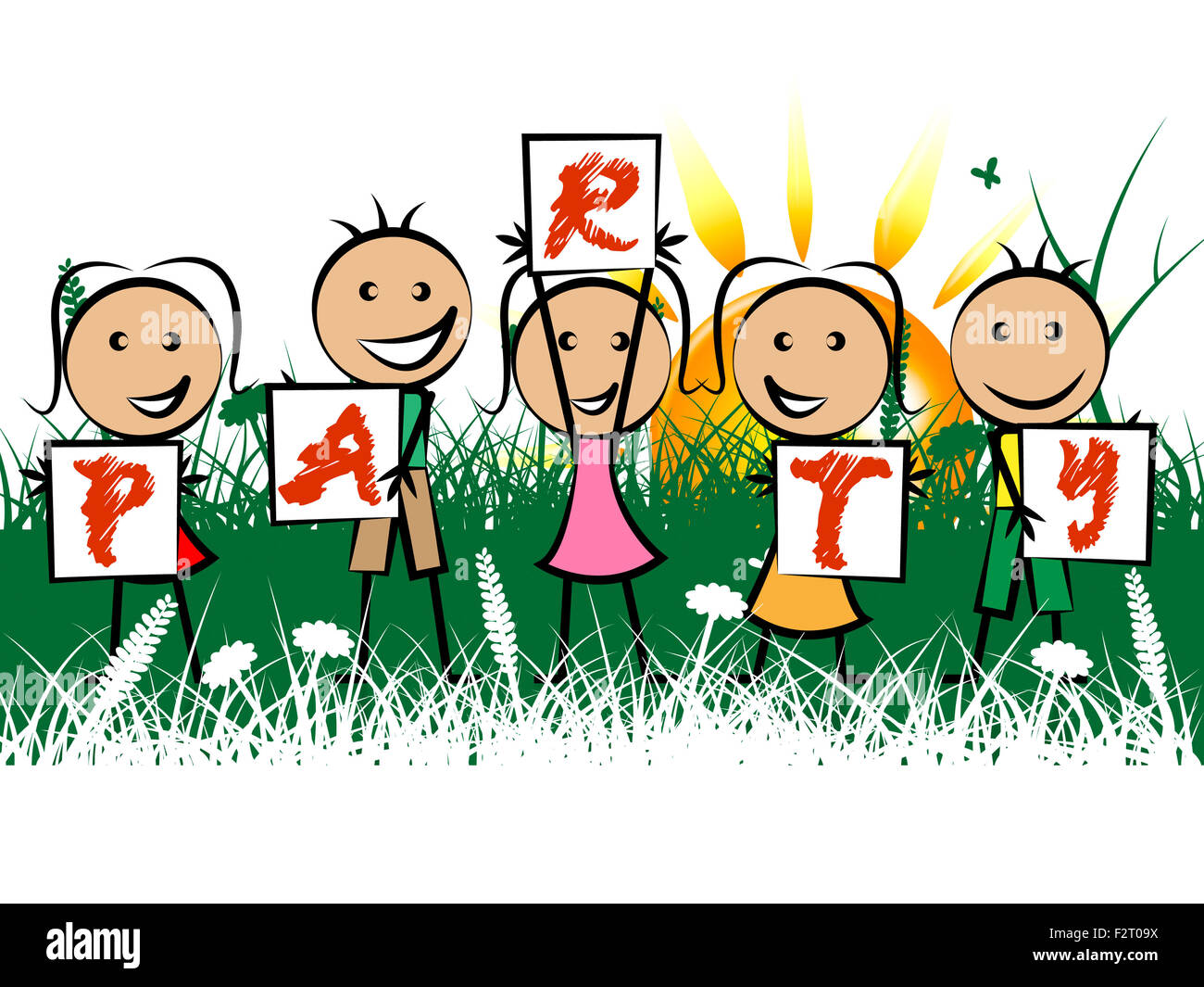 Kids Party Meaning Parties Youngster And Celebration Stock Photo - Alamy