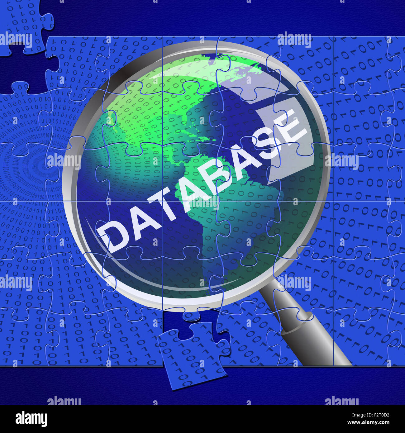 Database Magnifier Showing Magnification Byte And Search Stock Photo ...