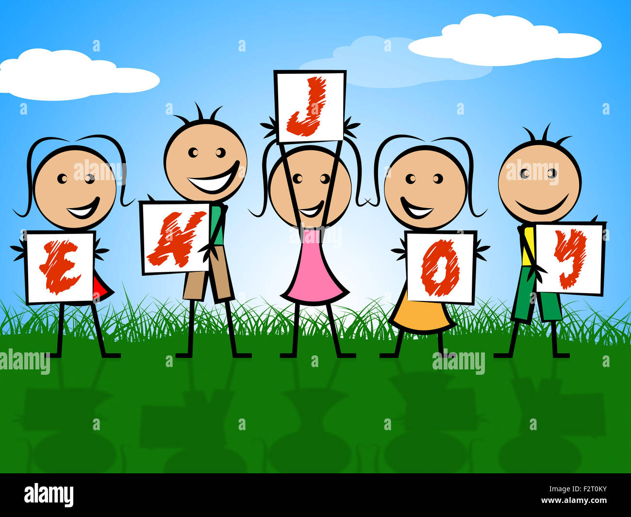 Kids Enjoy Meaning Jubilant Child And Toddlers Stock Photo - Alamy