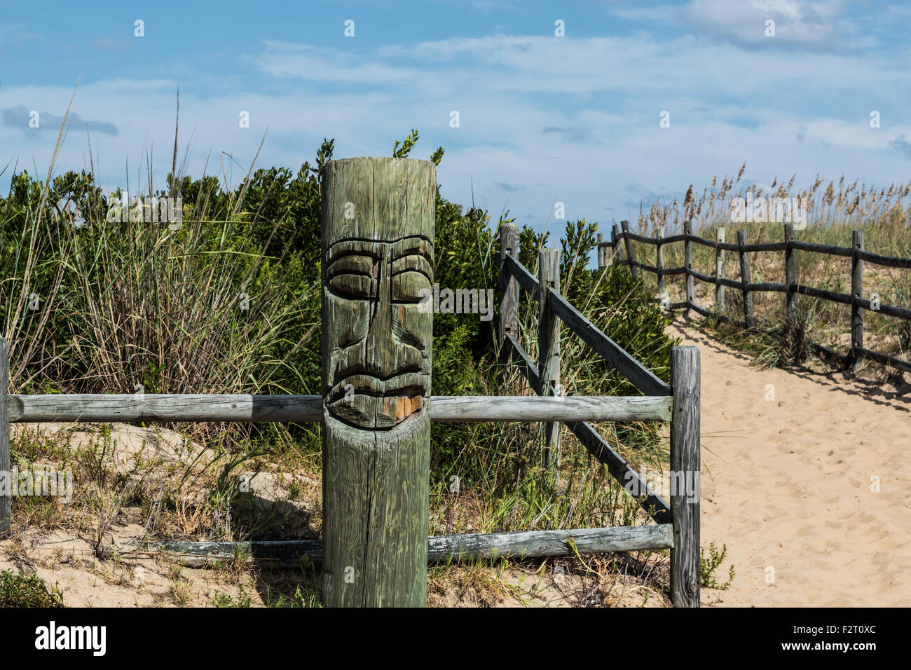 Close-Up view of Tiki on Beach in Sandbridge Stock Photo - Alamy