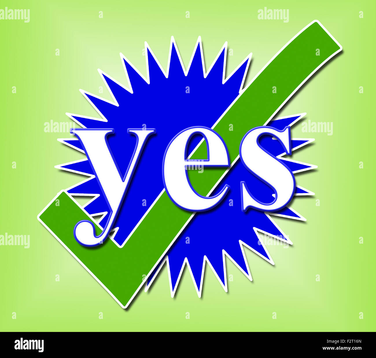 Yes Tick Representing Okay Yeah And Alright Stock Photo - Alamy