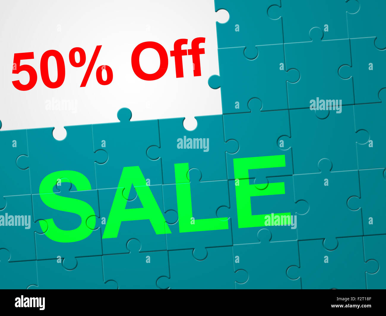 Fifty Percent Off Showing Discount Reduction And Sales Stock Photo - Alamy
