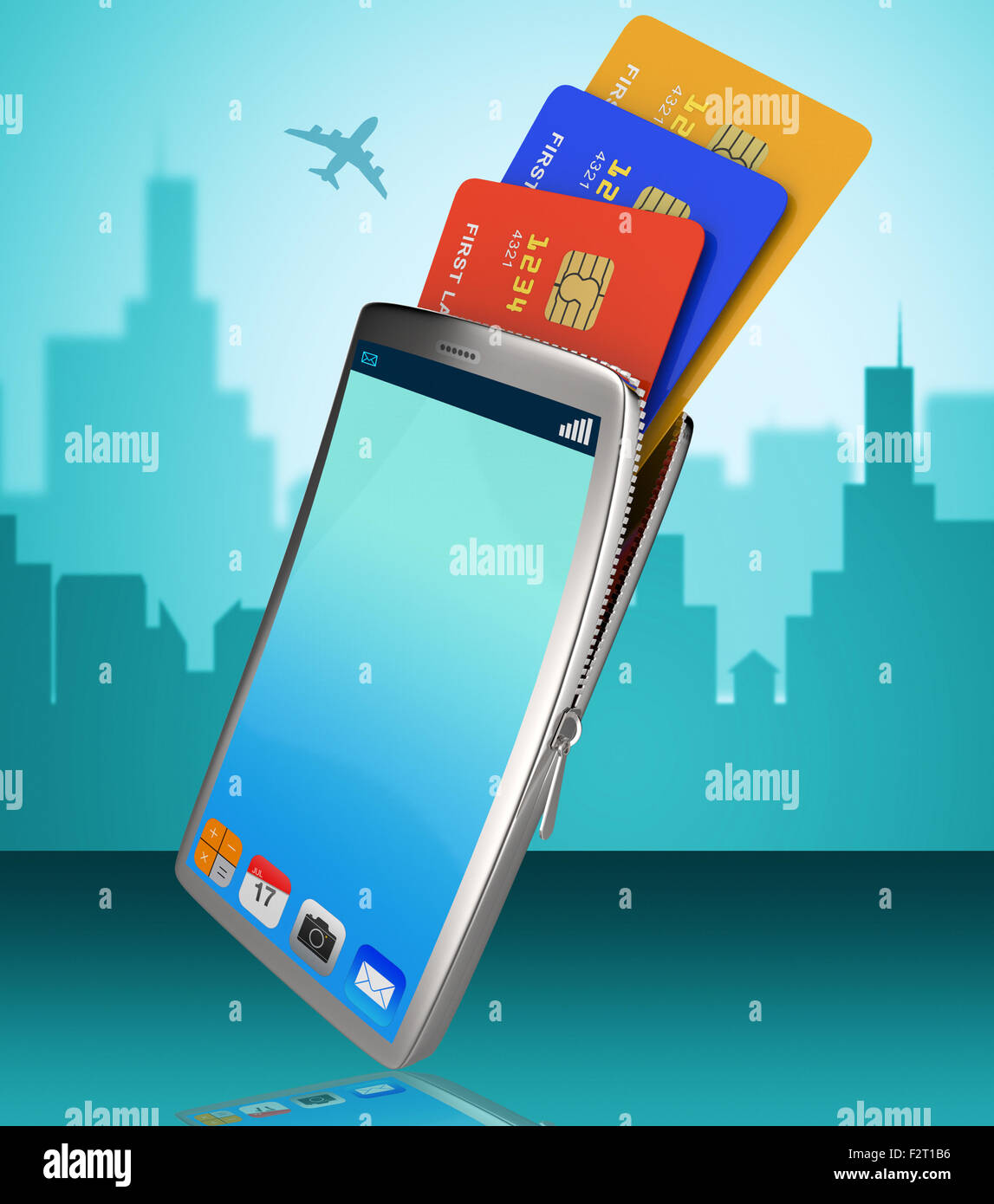 Credit Card Online Representing World Wide Web And Internet Stock Photo ...