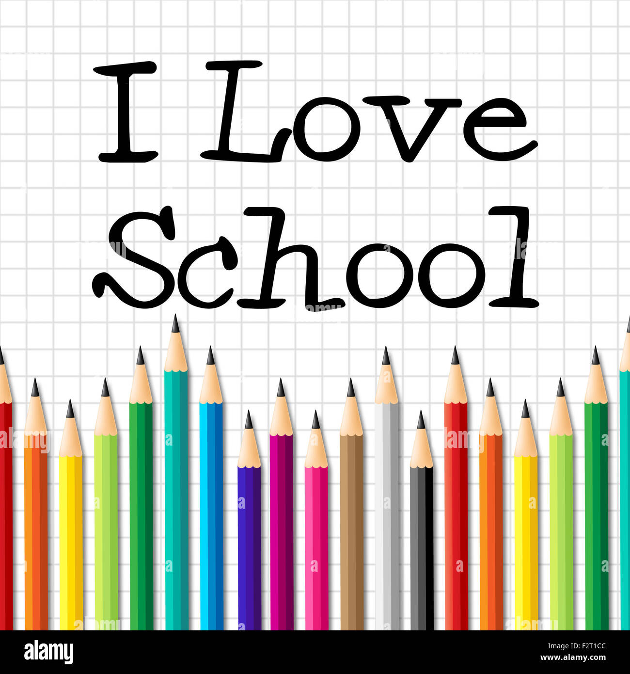 I Love School Indicating Pencils Child And Youth Stock Photo - Alamy