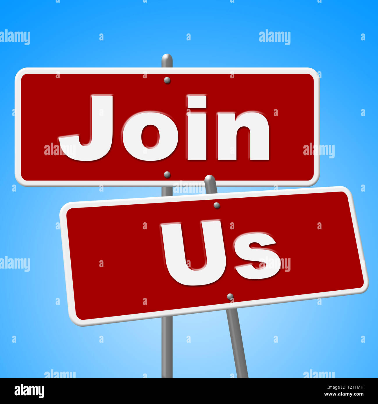Join Us Signs Showing Placard Advertisement And Subscription Stock ...