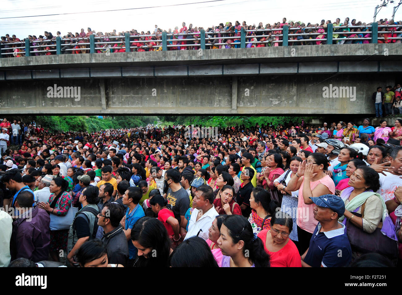 Kathmandu, Nepal. 23rd Sep, 2015. Thousand of devotees gather around ...