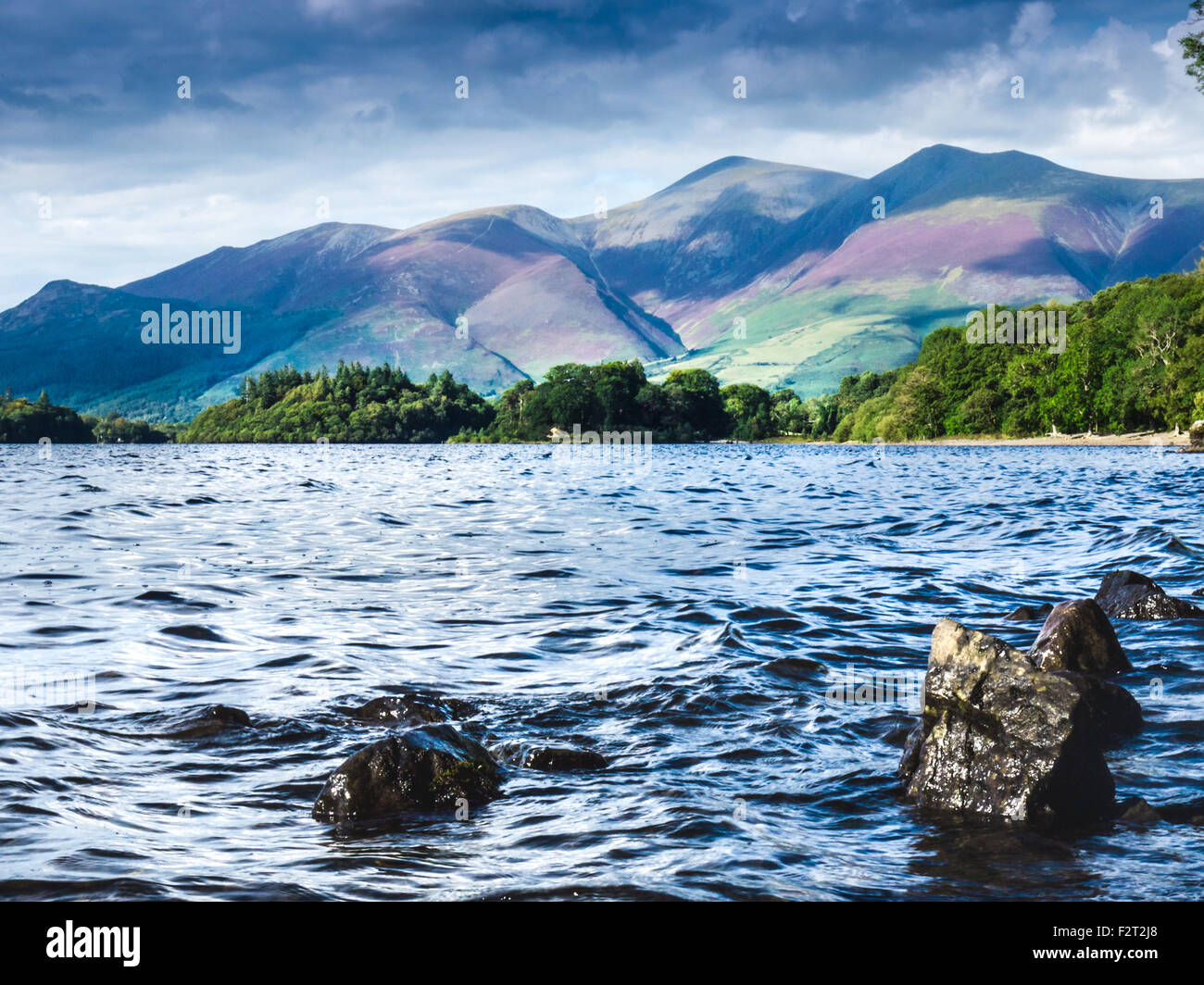 View of the Derwent water and the hills behind keswick Stock Photo - Alamy