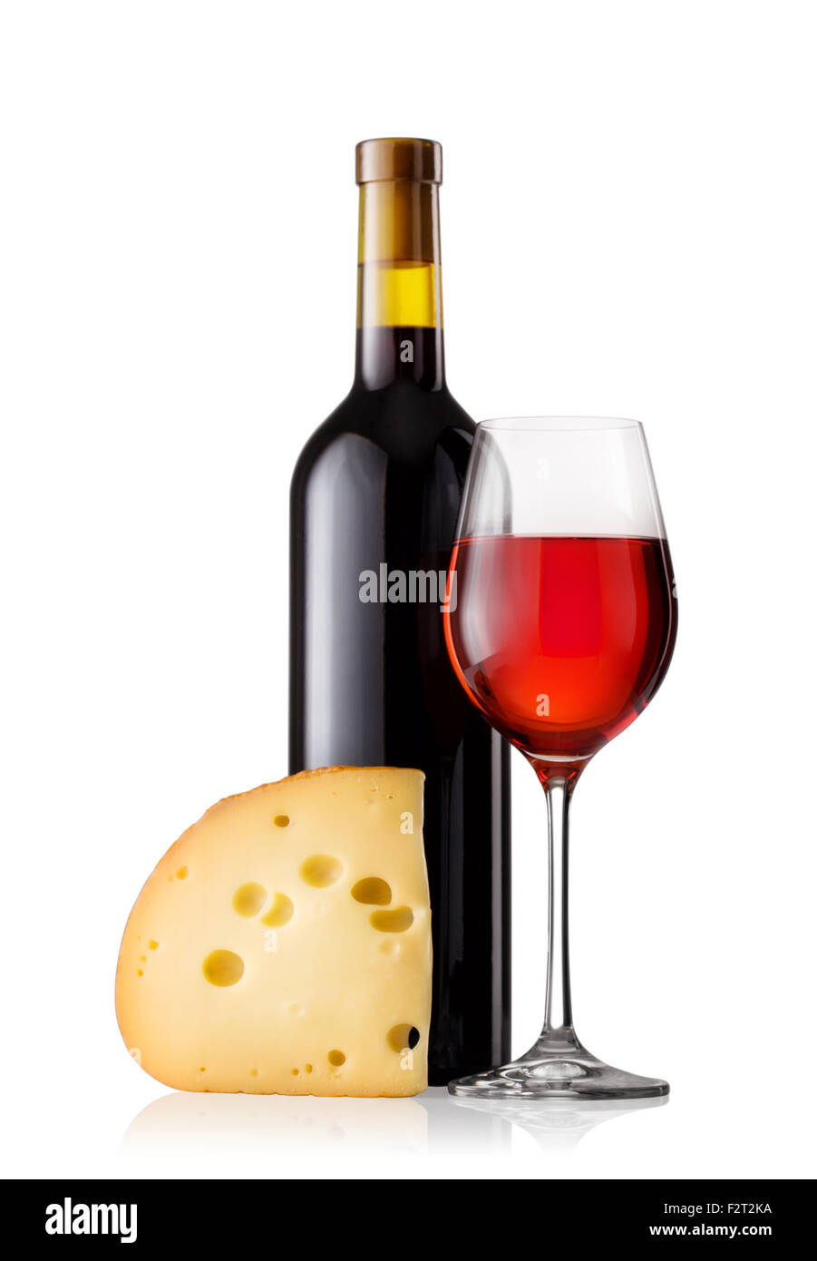 Red wine with cheese isolated on white background Stock Photo - Alamy