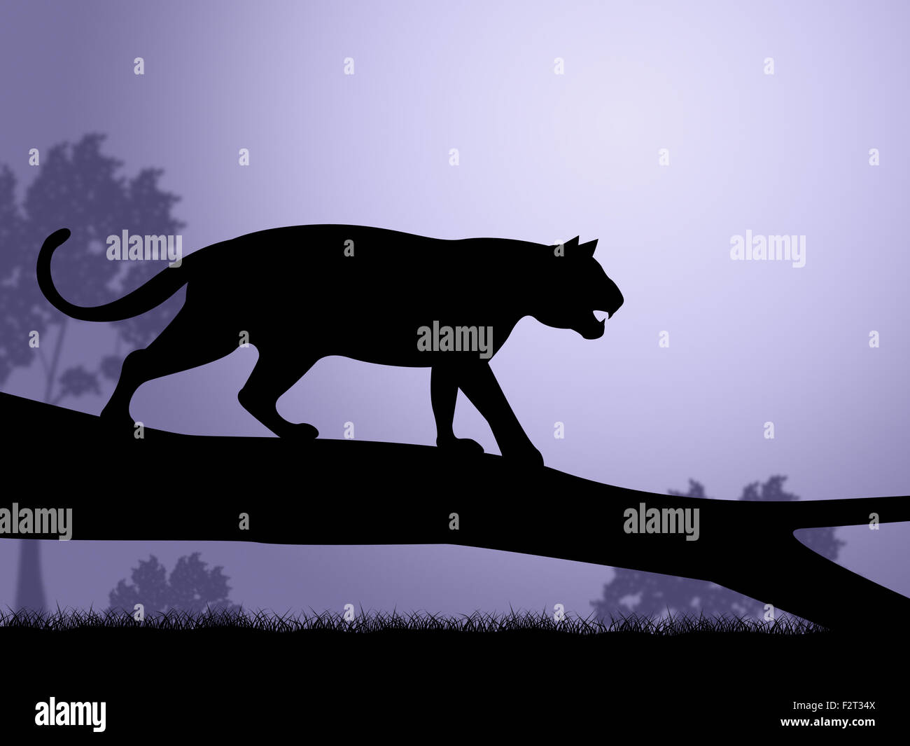 Tiger On Tree Showing Wildlife Reserve And Carnivore Stock Photo - Alamy