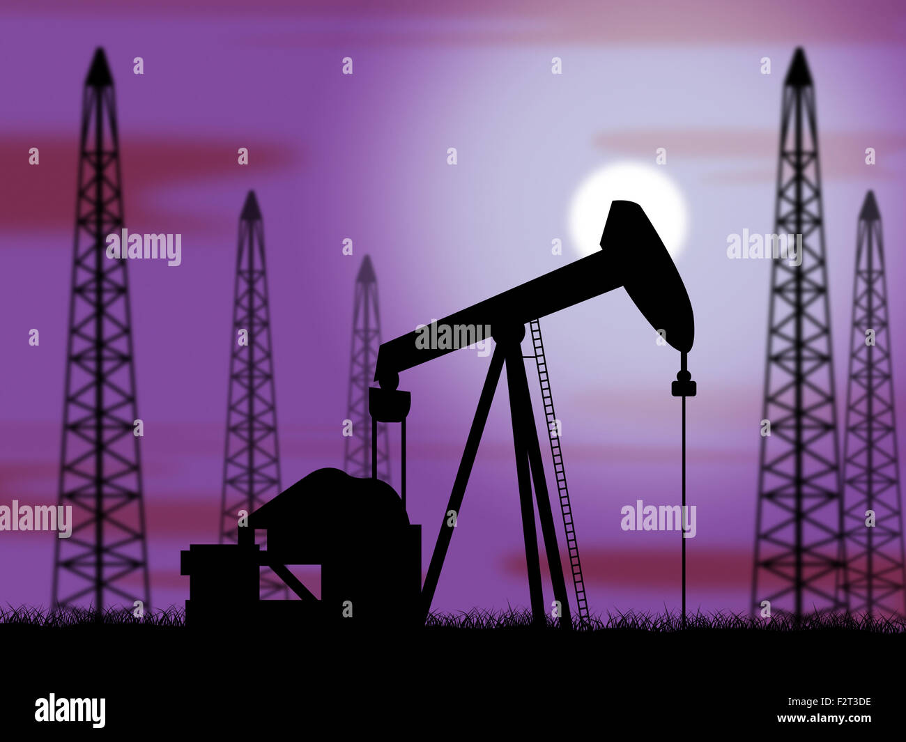Oil Wells Representing Power Source And Powered Stock Photo - Alamy