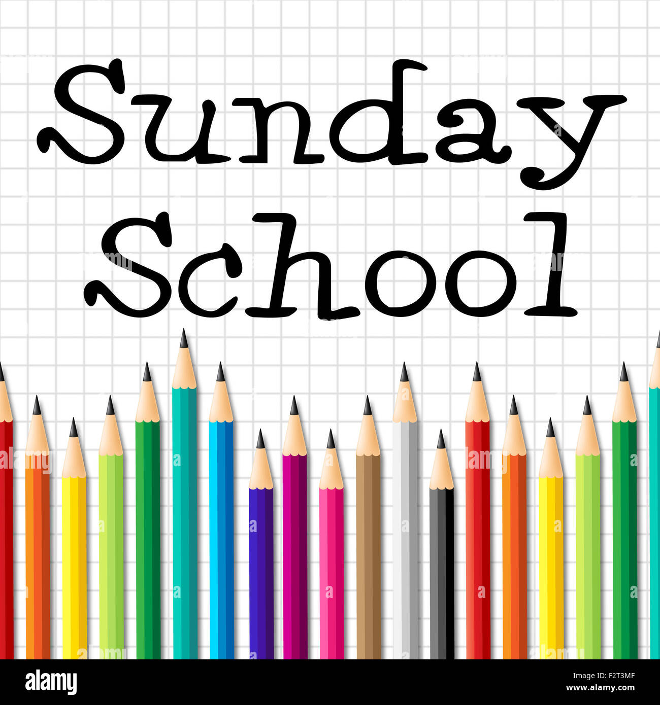 Sunday School Pencils Representing Religion Believer And Praying Stock ...