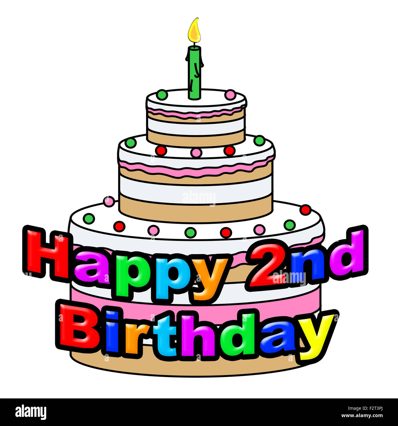 Happy Second Birthday Showing Two Congratulating And Celebrating Stock ...