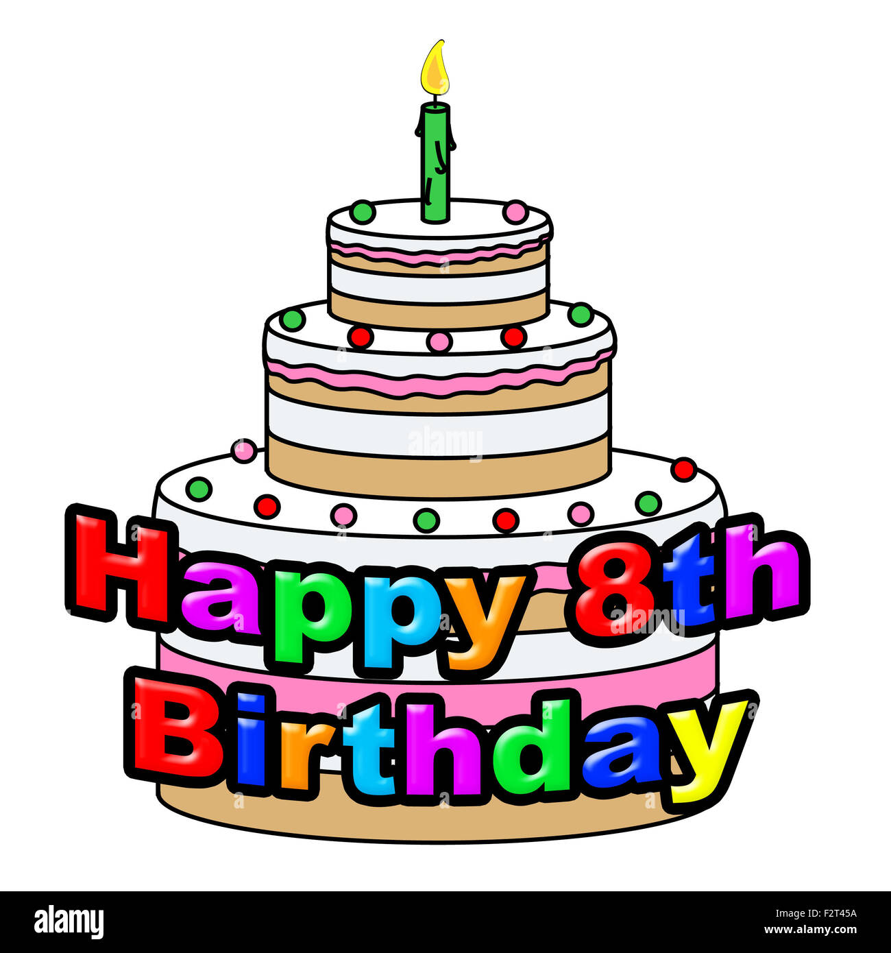 Happy Eighth Birthday Meaning Celebration Greetings And Celebrate Stock ...