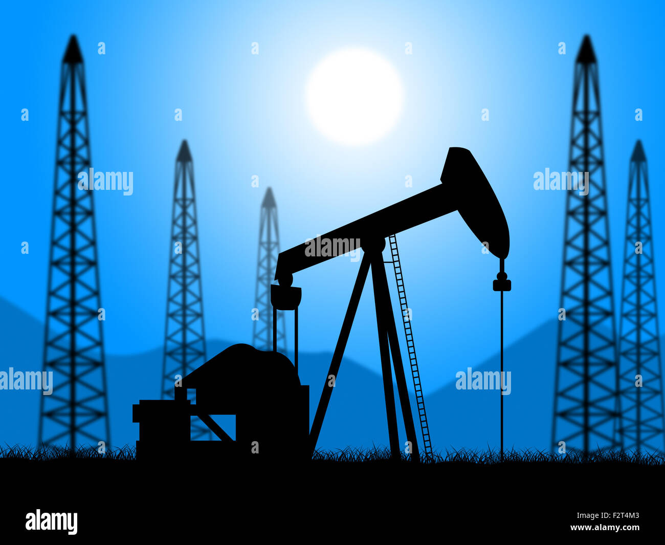 Oil Wells Showing Exploration Extracting And Petroleum Stock Photo - Alamy