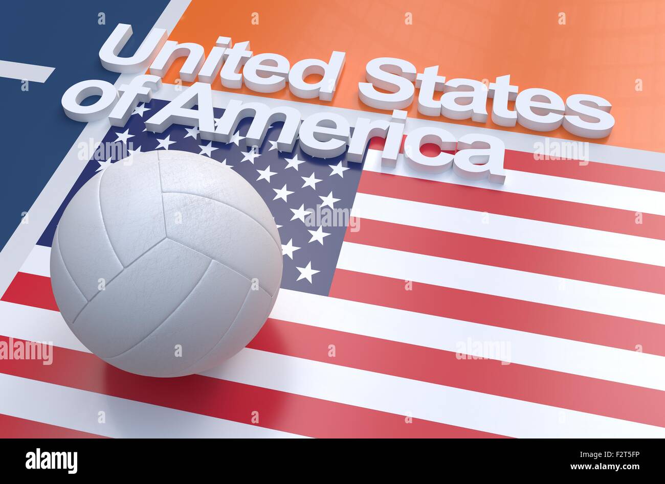 Flag of USA with championship volleyball ball on volleyball court Stock ...